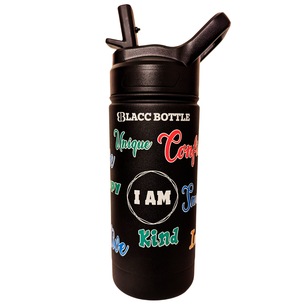 16 oz Kids Wide Mouth w/ Straw Lid | I AM Bottle – BLACC BOTTLE